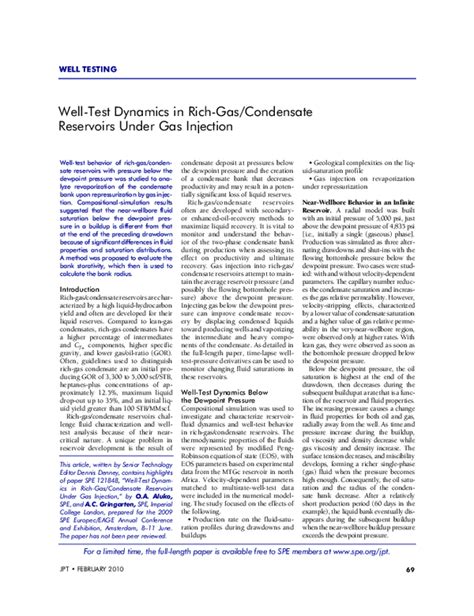 Pdf Well Test Dynamics In Rich Gas Condensate Reservoirs Under Gas