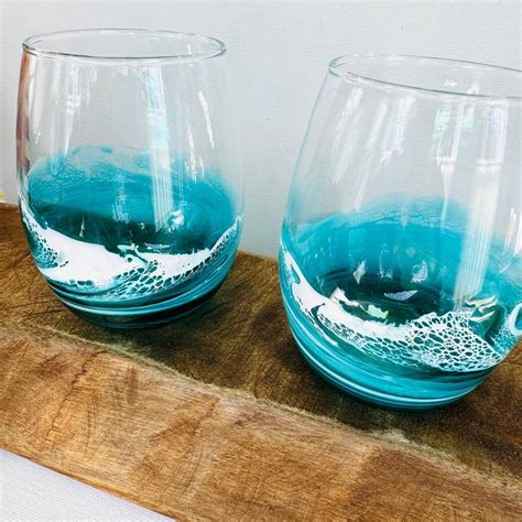 Wine Glasses Beach Decor Etsy