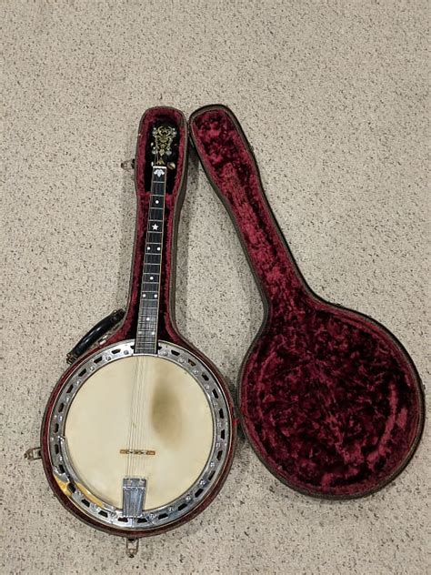 Vega Vox Tenor 4 String Banjo 1930s Gold Pearloid Reverb