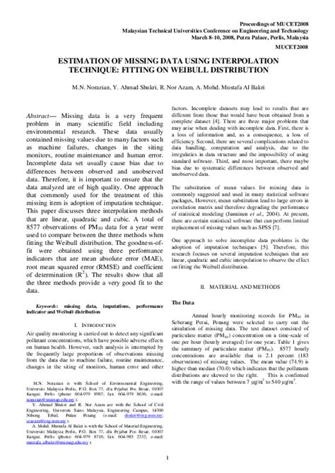 Pdf Estimation Of Missing Data Using Interpolation Technique Fitting