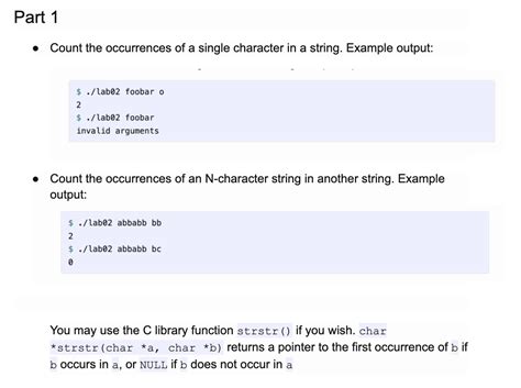 Solved Part 1 Count The Occurrences Of A Single Character Chegg Com