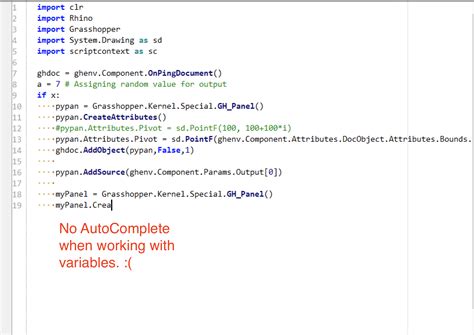 Python Autocomplete Doesnt Work For Variables Grasshopper Developer