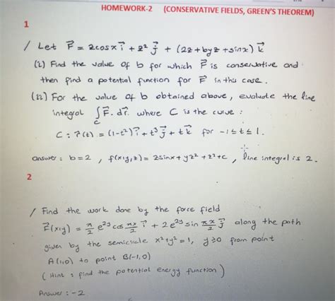 Solved HOMEWORK CONSERVATIVE FIELDS GREEN S THEOREM I Chegg