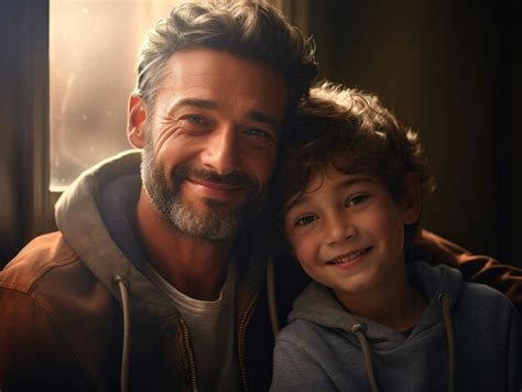 Premium Ai Image Happy Father Day Father And Son Smiling Happily