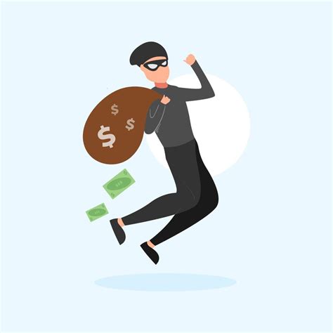 Cute Flat Illustration Cartoon Of Thief Hacker Stealing Data Money For Web Sticker Icon Mascot