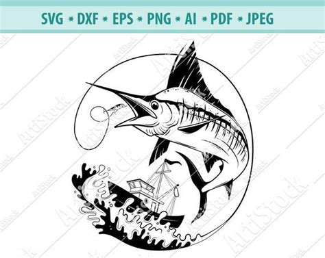 Marlin Svg Swordfish Fishing Svg Fishing Svg Sport Fishing Svg