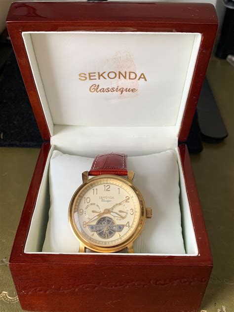 Chunky Mens Sekonda Classique Gold Plated Open Heart Automatic Day