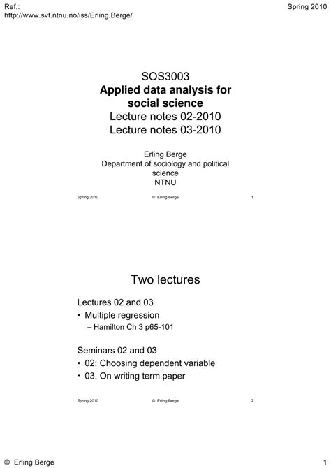 Pdf Applied Data Analysis For Social Science