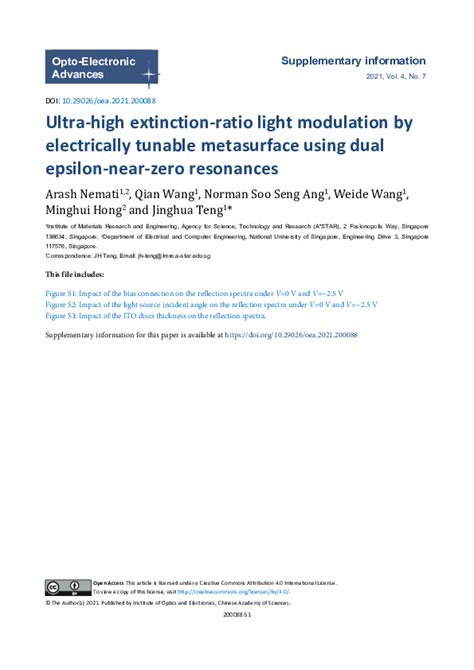 Pdf Ultra High Extinction Ratio Light Modulation By Electrically