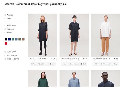 Ecommerce With Filters Templates Cosmic