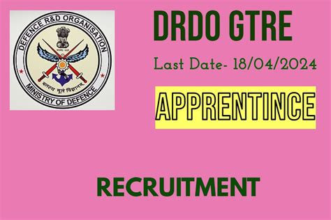 DRDO Apprentice Recruitment 2024 Apply GTRE DRDO Recruitment 2024