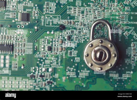 Padlock On A Computer Electronic Circuit Board Technology Security Concept Stock Photo Alamy
