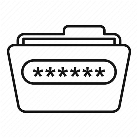 Folder Access Authentication Vector Thin Icon Download On Iconfinder