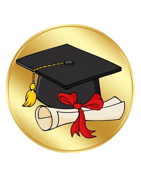 Gold Medal With Graduation Cap And Tassel