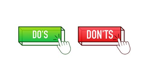 S 및 Don Ts 버튼을 수행합니다 플랫 심플 엄지 손가락 기호 최소한의 둥근 로고 타입 요소 세트 벡터 그림입니다 검사