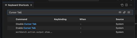 how to add keybinding to toggle cursor tab discussions cursor