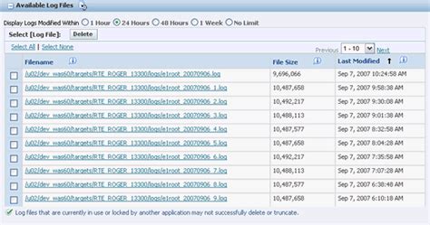 available log files