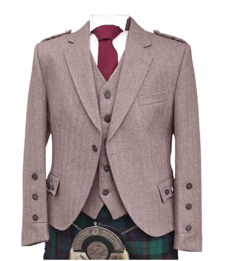 Russet Clunie Herringbone Highland Jacket And Waistcoat Kilts Wi Hae Ltd