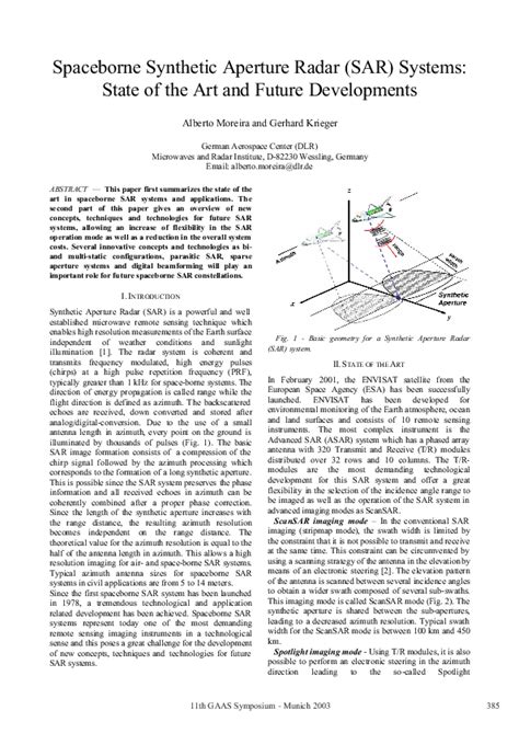 Pdf Spaceborne Synthetic Aperture Radar Sar Systems State Of The Art And Future Developments