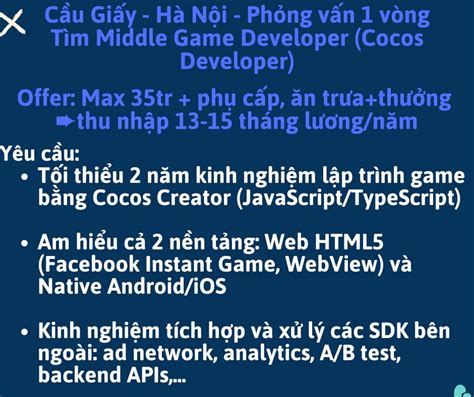 Game Developer Unity Developer Vietnam Cầu Giấy Hà Nội Cần Tìm Kiếm Middle Cocos