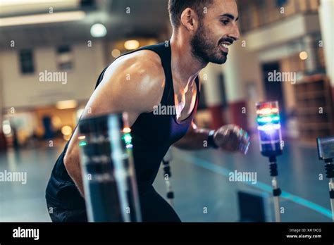 Hand Eye Coordination Training Session At Sports Lab Athlete Using A