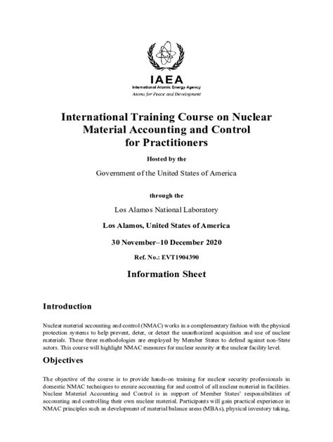 Fillable Online International Training Course On Physical Protection Of