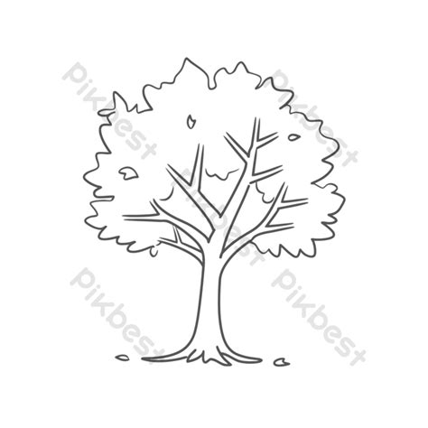 Outline Sketch Drawing A Tree To Color Download Free Vector PNG Images PNG Free Download Pikbest
