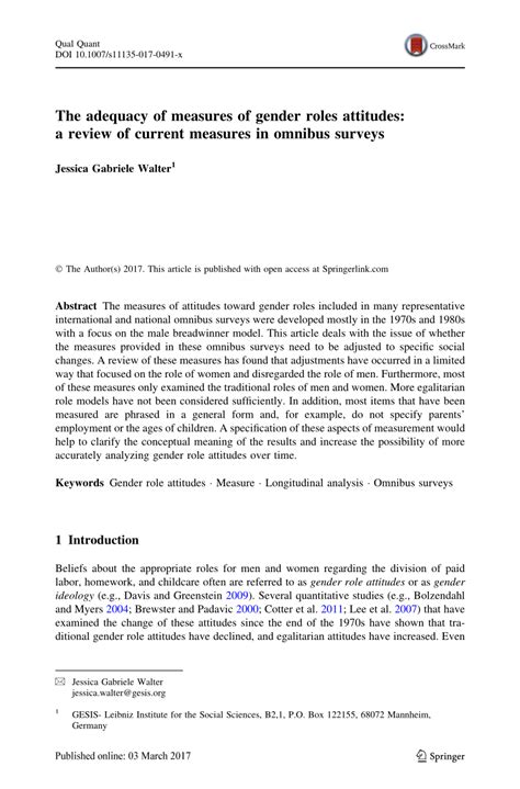 Pdf The Adequacy Of Measures Of Gender Roles Attitudes A Review Of