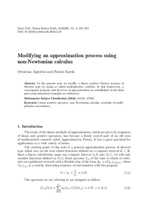 Pdf Modifying An Approximation Process Using Non Newtonian Calculus