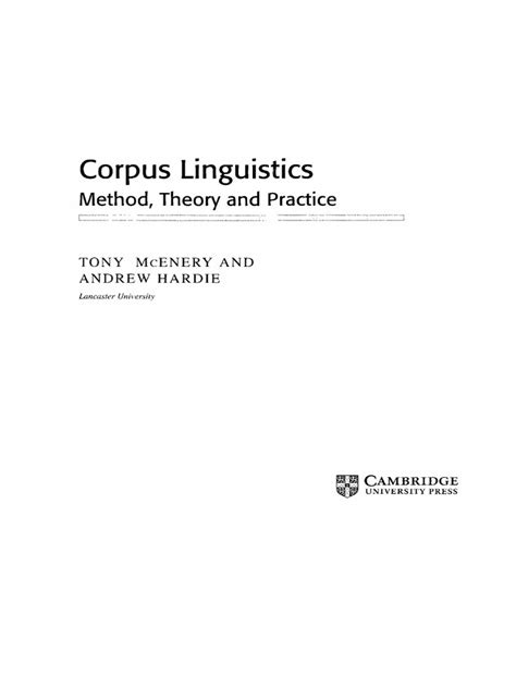 Corpus Linguistics Method Theory And Practice Pdf Linguistics Science