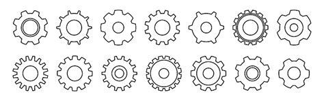 기어 휠 수집 절단된 톱니 또는 톱니가 있는 격리된 회전 기계 부품 벡터 톱니 바퀴 세트 모션 후 토크를 전달하는 기계 시스템