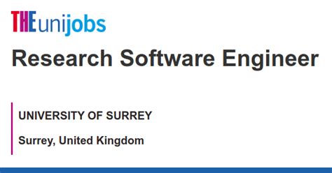 Research Software Engineer Job With University Of Surrey 371287