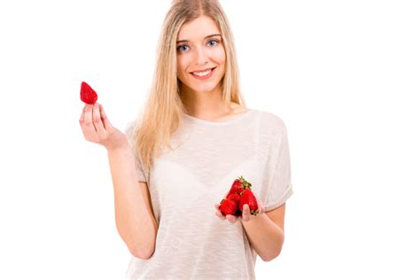 Beautiful Woman With Strawberries Model Beautiful Smiling Pretty Png