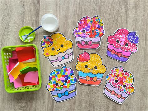 🧁🧁ฉีก ตัด ปะ คัพเค้กค่ะ ใบงานอนุบาล บ้านมิฟฟี่