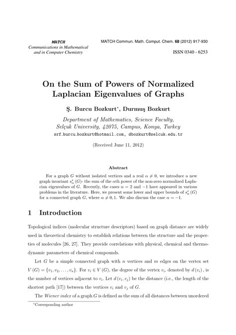 Pdf On The Sum Of Powers Of Normalized Laplacian Eigenvalues Of Graphs