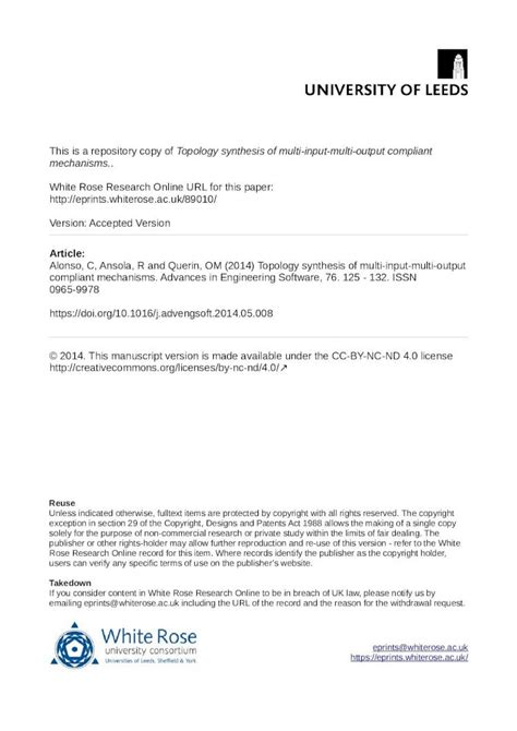 Pdf Topology Synthesis Of Multi Input Multi Output Compliant Eprints
