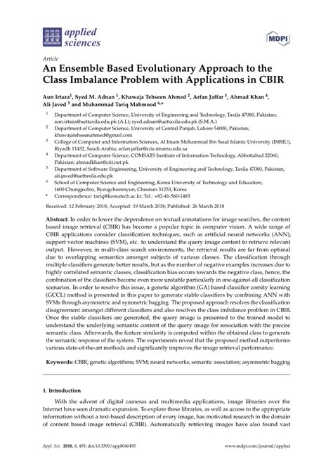 Pdf An Ensemble Based Evolutionary Approach To The Class Imbalance
