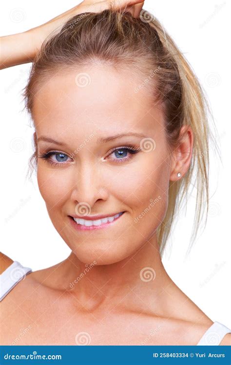 Biting Her Lip Enticingly Portrait Of A Beautiful Young Woman Biting