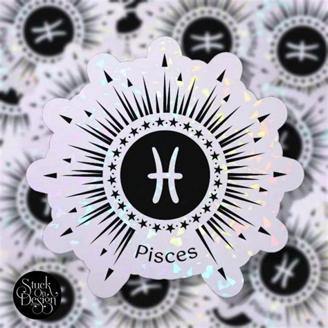Pisces Sunburst Zodiac Sticker Vinyl Stickers Laptop Stickers