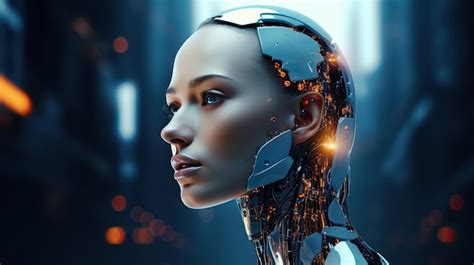 Premium Ai Image Dark Background With Copy Space Female Robot