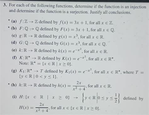 Solved 3 For Each Of The Following Functions Determine If