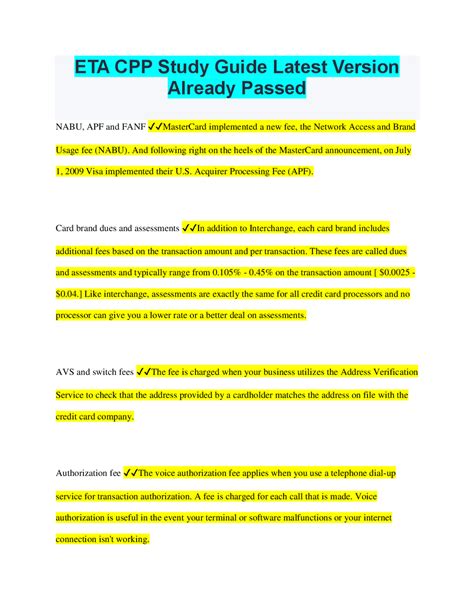 ETA CPP Study Guide Latest Version Exams Advanced Education Docsity