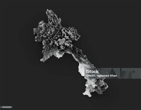 라오스 지도 깃발 음영 구호 색상 높이 지도 검정 배경 3d 그림 0명에 대한 스톡 사진 및 기타 이미지 0명 3차원 형태