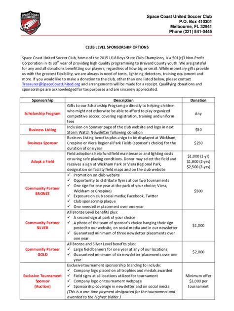 Fillable Online Space Coast Cup Space Coast United Soccer Club Fax Email Print Pdffiller