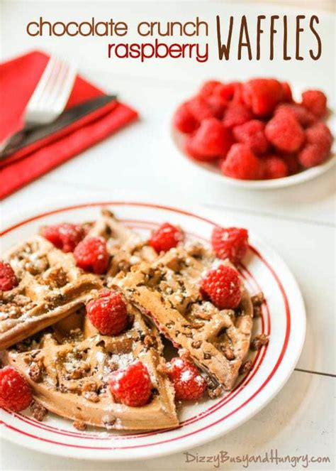 Chocolate Crunch Raspberry Waffles Dizzy Busy And Hungry