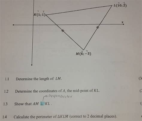 Solved 1 1 Determine The Length Of LM 3 1 2 Determine The