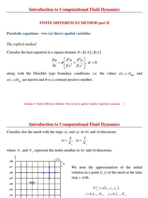 Introduction To Computational Fluid Dynamics Finite Differences Method