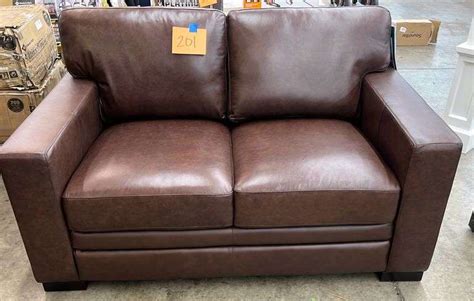 Abbyson Living Emery Top Grain Leather Loveseat Brown Earls