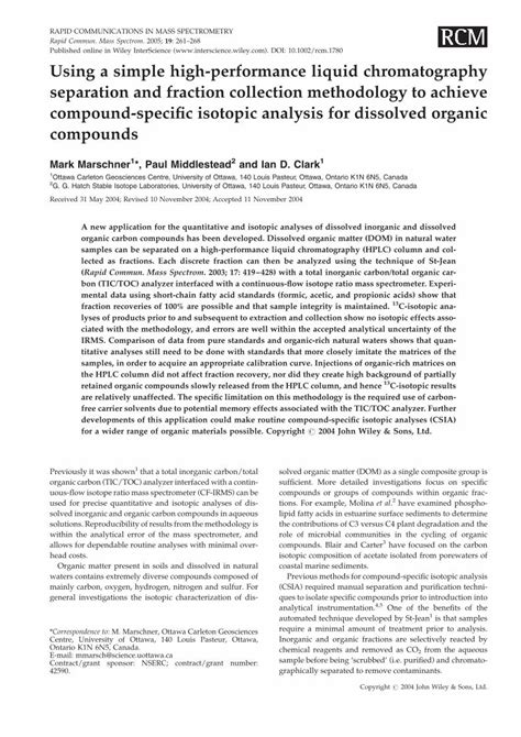 Pdf Using A Simple High Performance Liquid Chromatography Separation