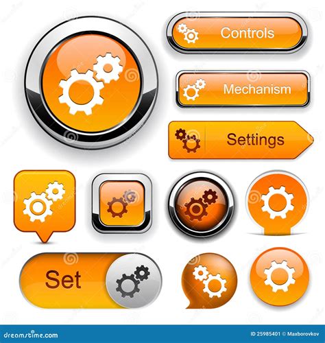 Settings High Detailed Web Button Collection Stock Vector Illustration Of Administration